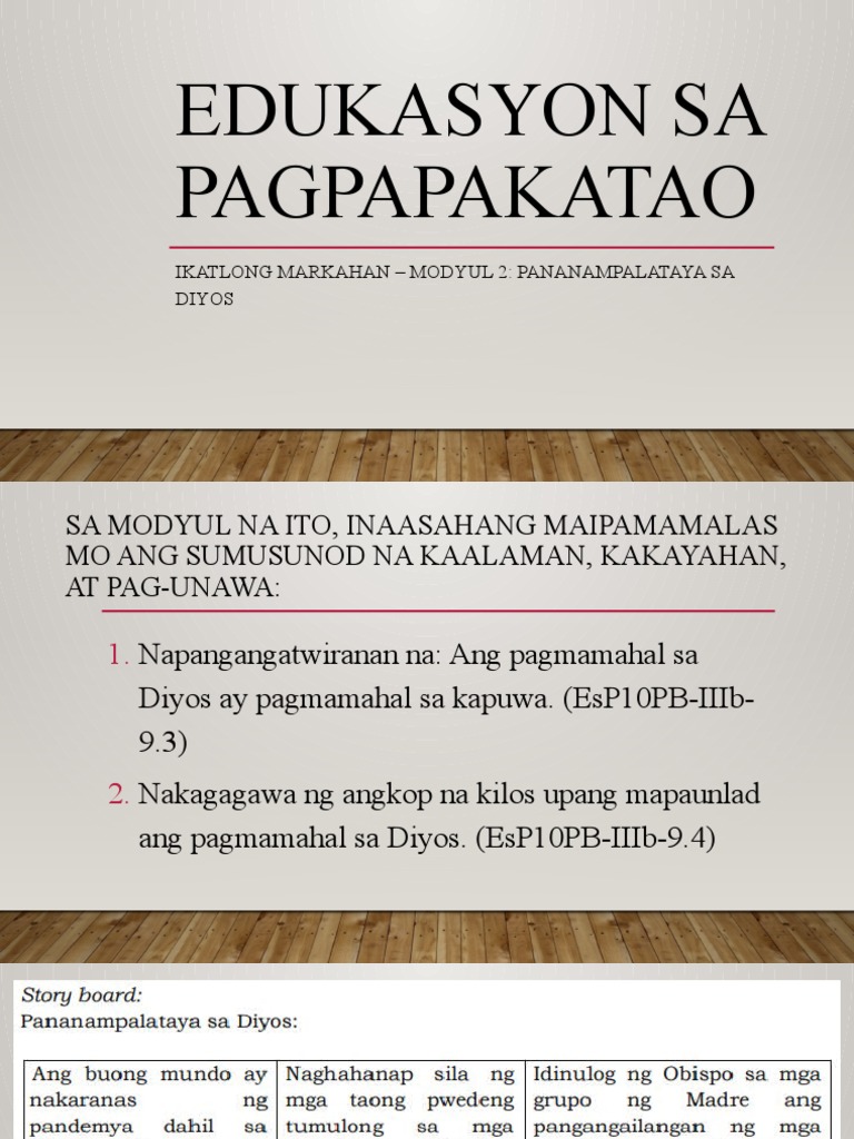 Edukasyon Sa Pagpapakatao: Ikatlong Markahan - Modyul 2: Pananampalataya Sa Diyos | PDF