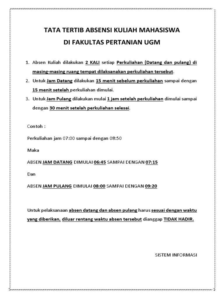 Tata Tertib Absensi Kuliah Mahasiswa | PDF