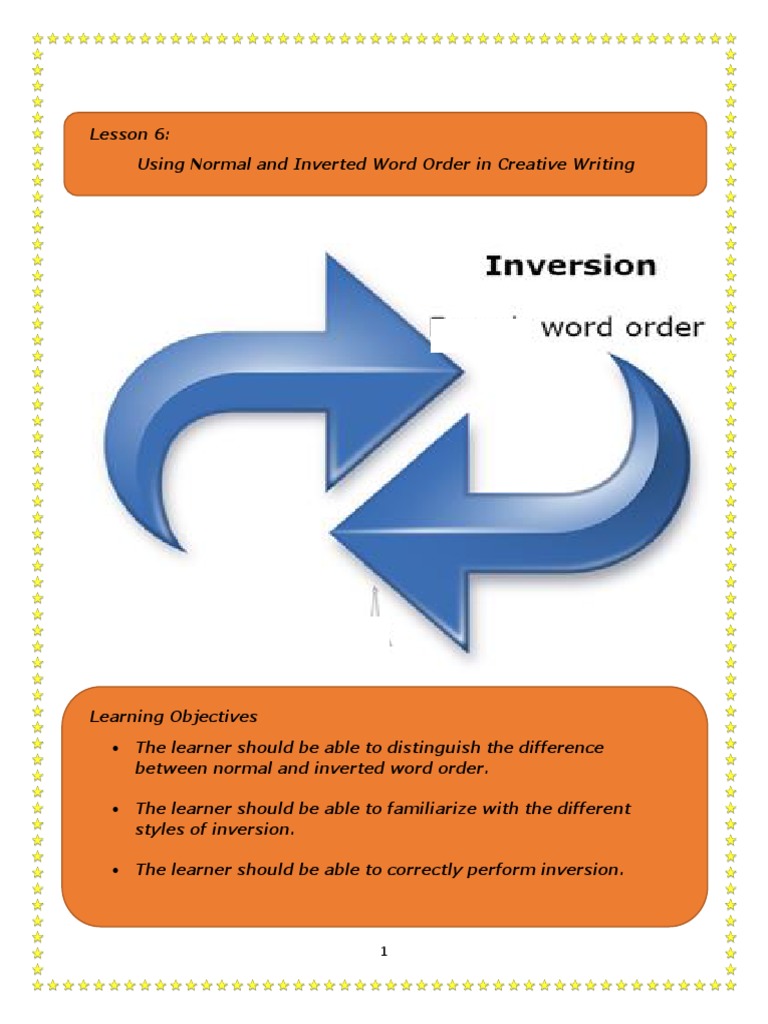 Lesson 6 (GRADE 9) - Using Normal and Inverted Word Order in Creative ...