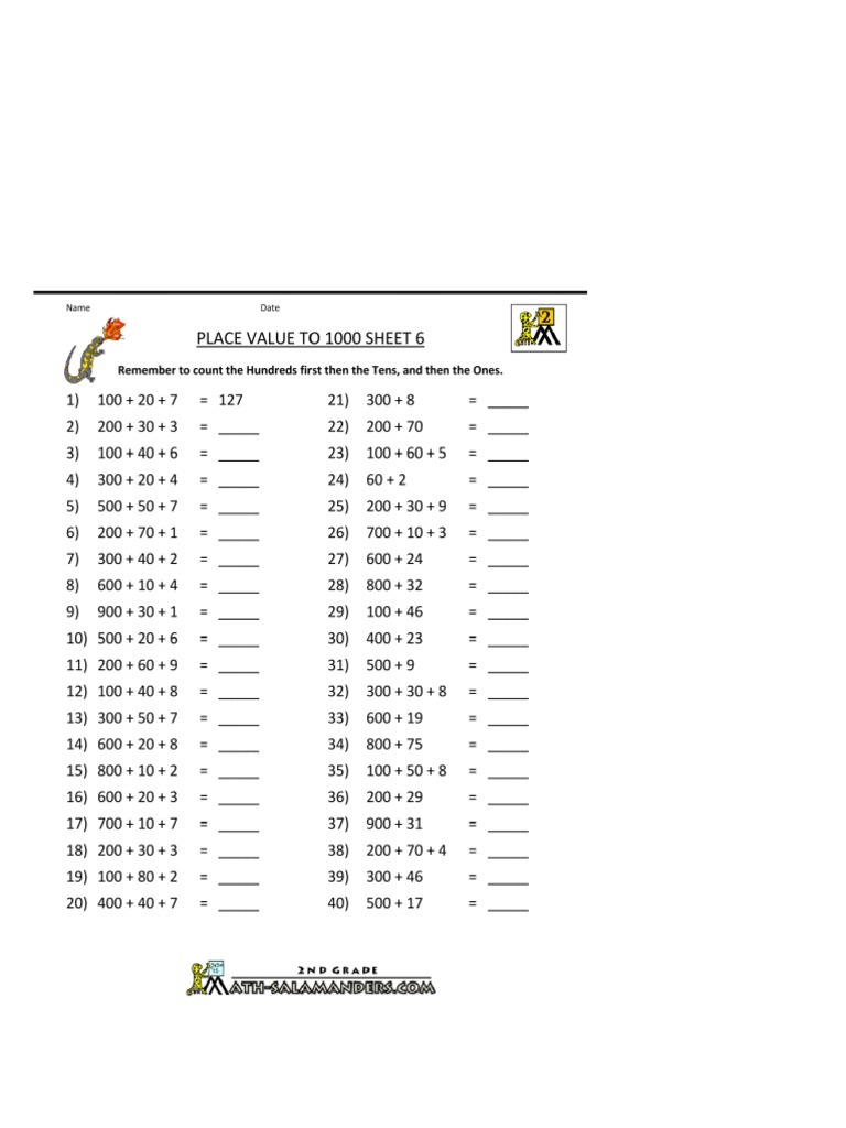 sumas con centenas | PDF