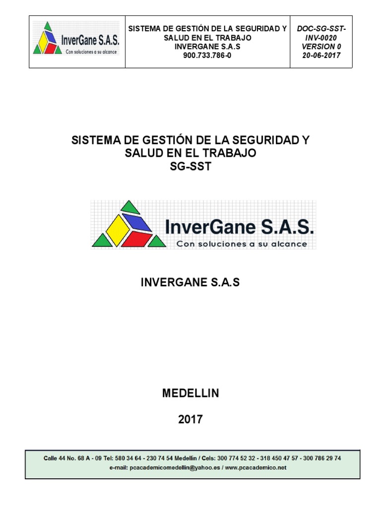 Doc-Sg-Sst-Inv-0020 SG-SST | PDF | Seguridad y salud ocupacional | Business