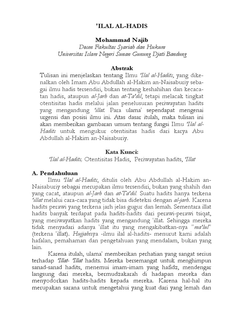 Fungsi Ilmu 'Ilal al-Hadits | PDF | Filsafat | Agama & Spiritualitas