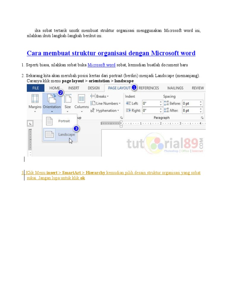 Ika Sobat Tertarik Unutk Membuat Struktur Organisasi Menggunakan Microsoft Word Ini | PDF ...