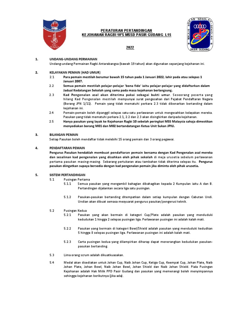 Peraturan MSSD B15 2022 | PDF