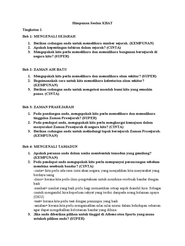 Modul Soalan KBAT (T1 & T3) | PDF