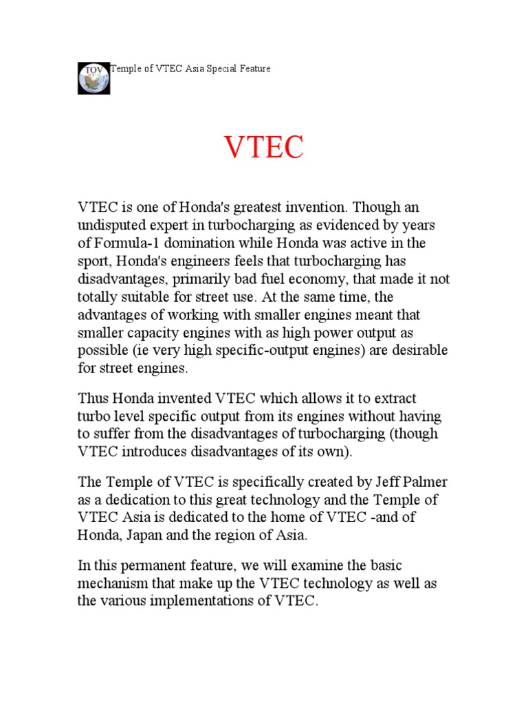 VTEC | PDF | Honda | Vehicle Parts