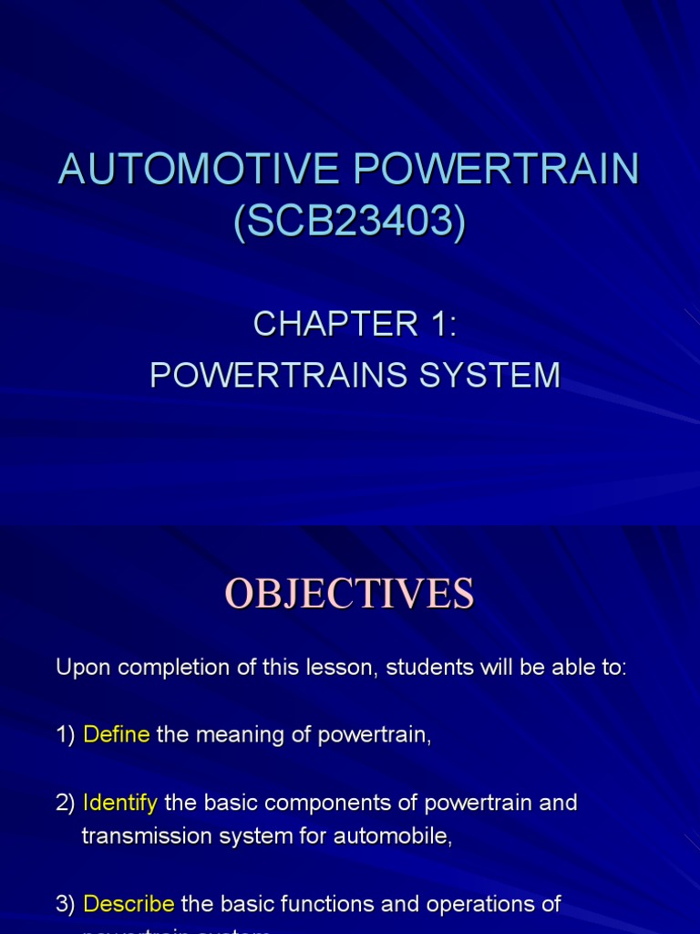 Chapter 1 - Powertrains System | PDF | Axle | Manual Transmission