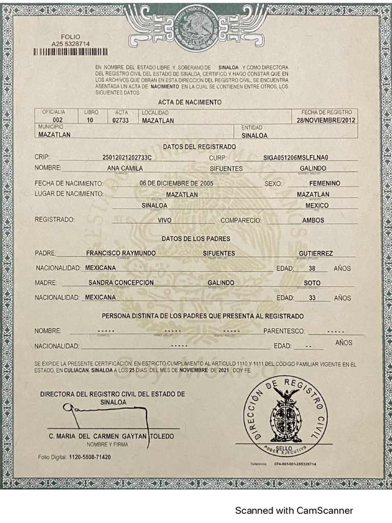 Acta de Nacimiento | PDF