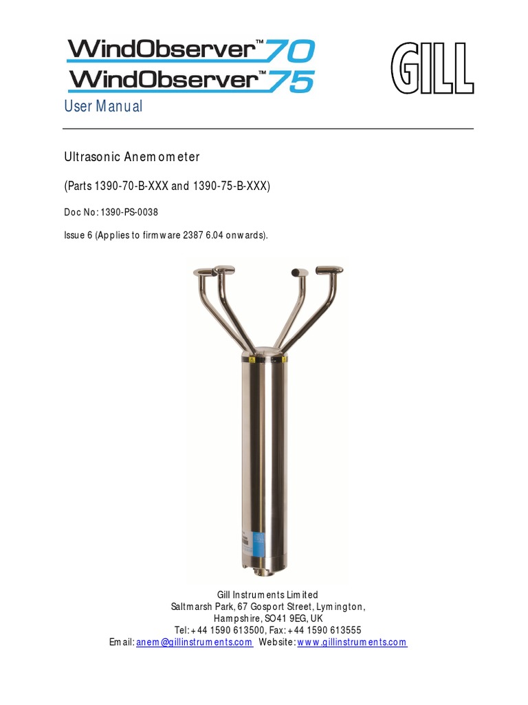 User Manual: Ultrasonic Anemometer ( | PDF | Electrical Connector | Wire