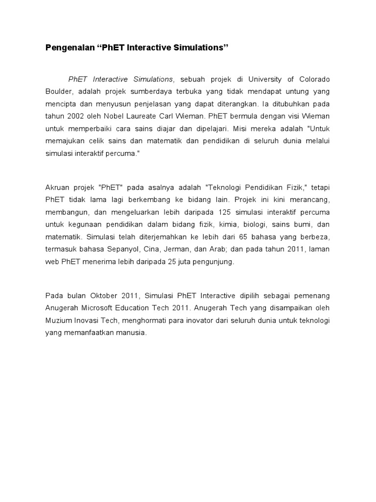 Pengenalan Simulasi Interaktif Phet Membantu Pelajar Belajar Sains