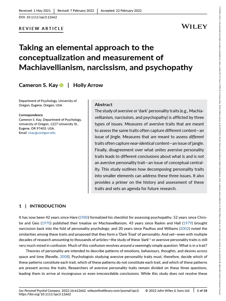 Social Personality Psych - 2022 - Kay - Taking An Elemental Approach To ... Social Personality Psych - 2022 - Kay - Taking An Elemental Approach To ...