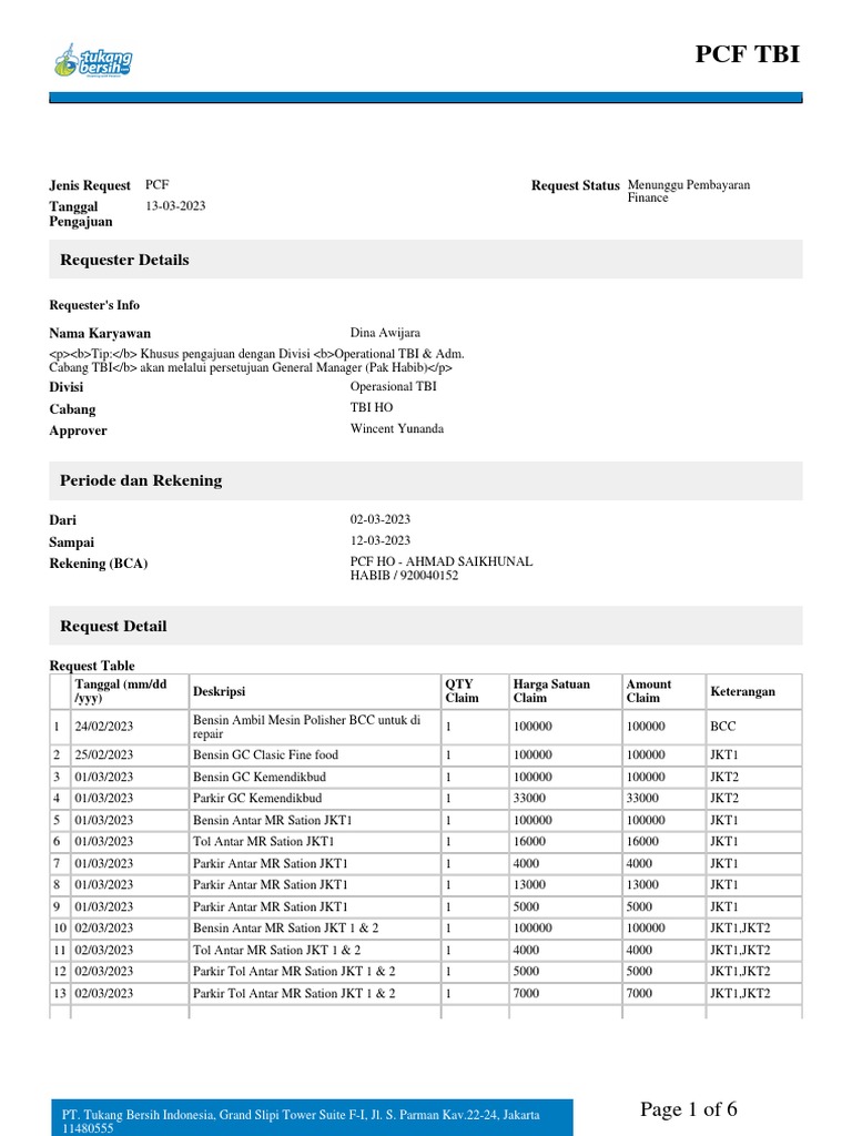 Petty Cash Report Builder | PDF