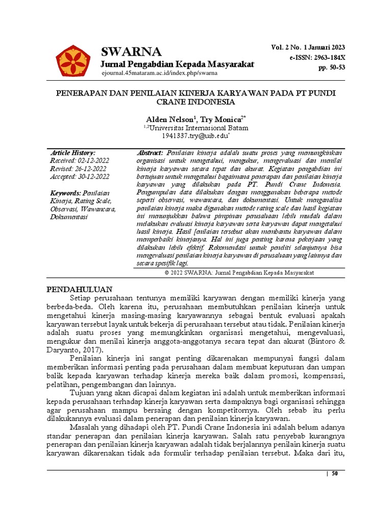 Swarna: Jurnal Pengabdian Kepada Masyarakat | PDF