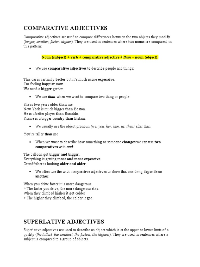 Comparative Adjectives | PDF | Adjective | Noun