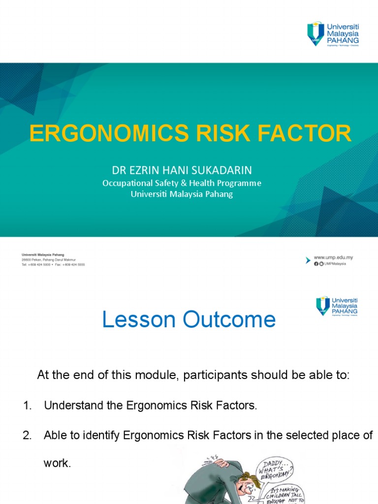 Ergonomics Risk Factor: DR Ezrin Hani Sukadarin | PDF | Human Factors ...
