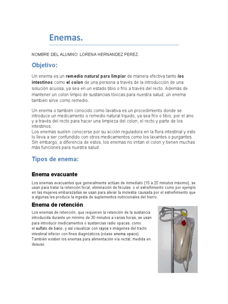 Enemas | PDF | Tratamientos médicos | Estreñimiento