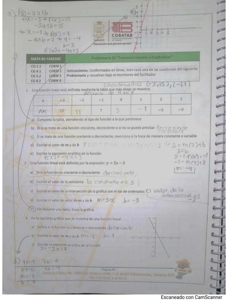 Problemario 02 Funciones Lineales y Cuadráticas | PDF
