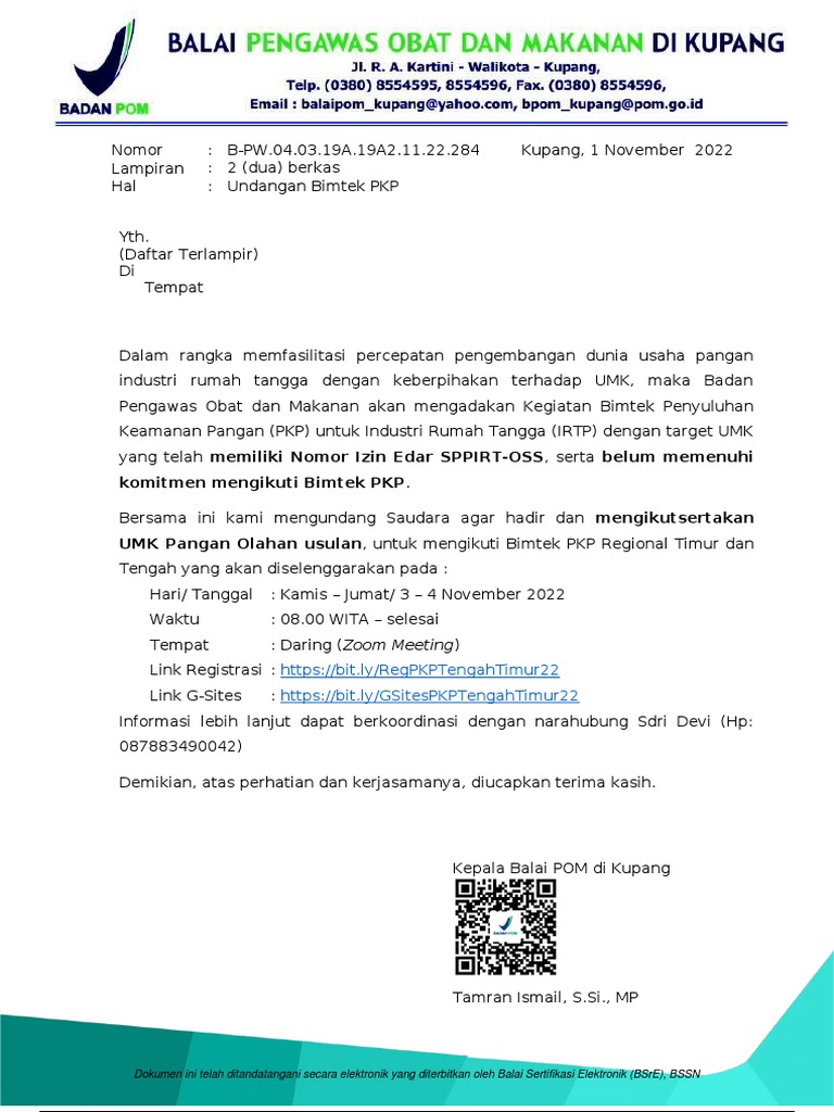 Surat Bimtek PKP | PDF