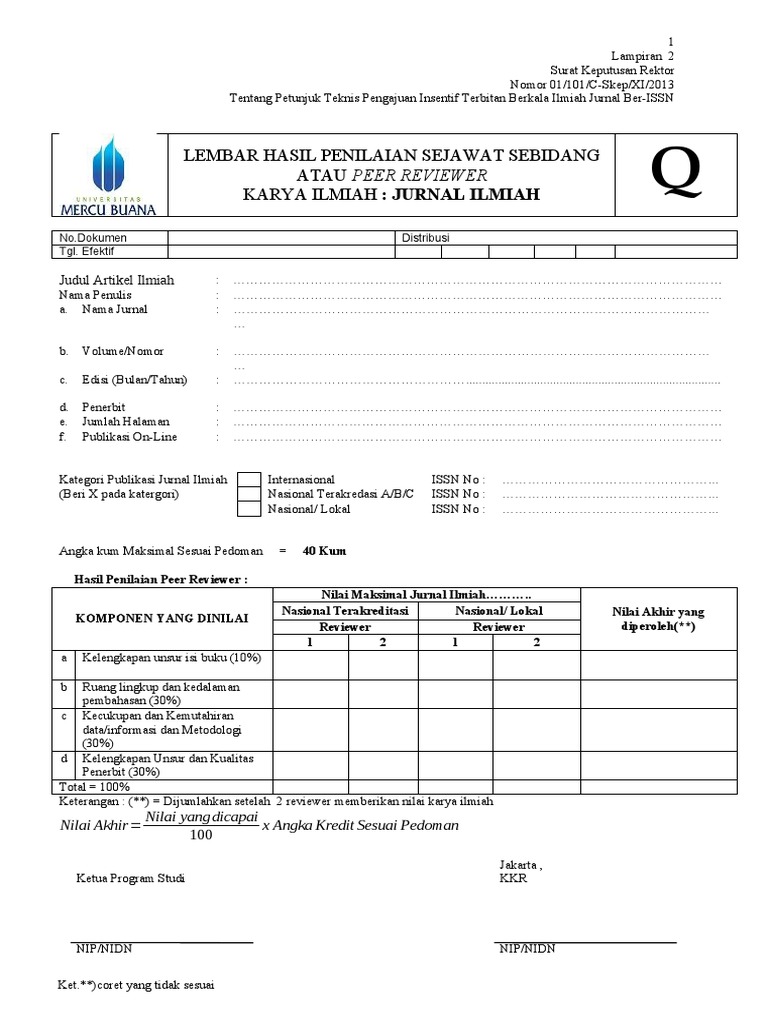 Form Pengajuan Insentif Jurnal | PDF