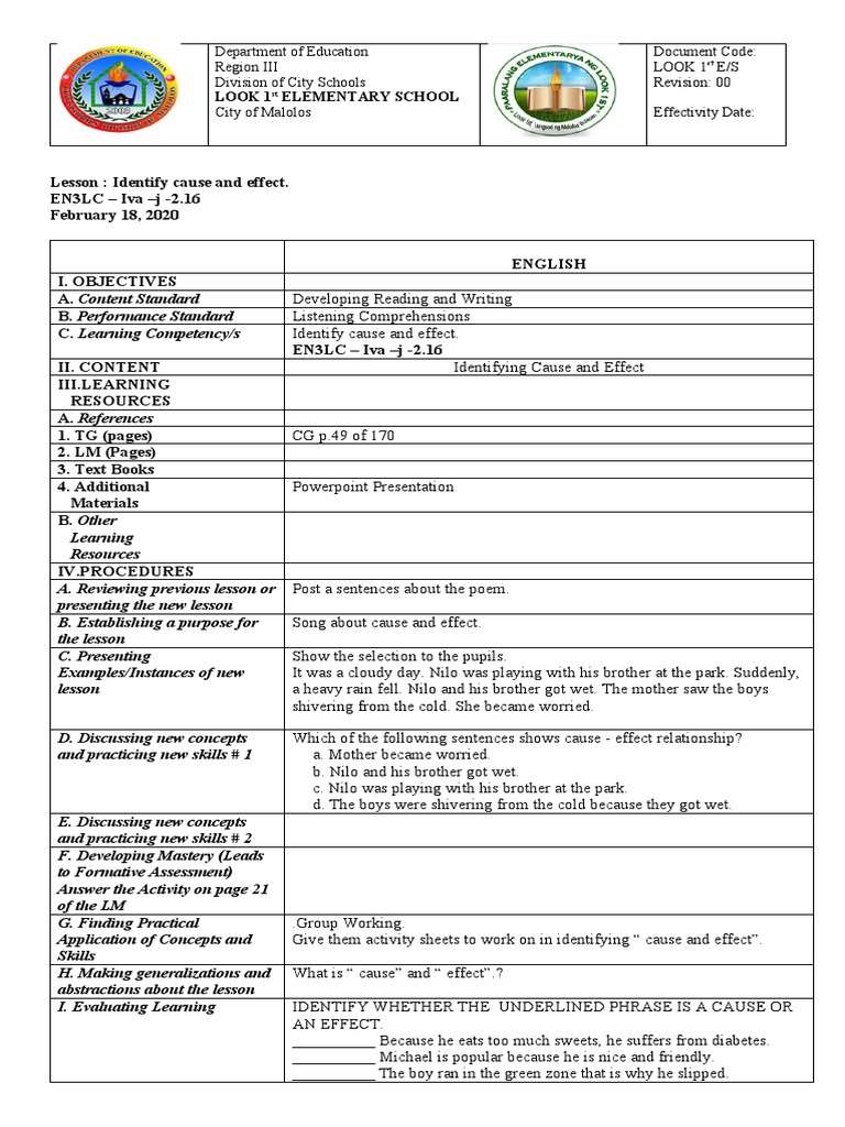 Cause and Effect: Identifying the Relationship between Events in a ...