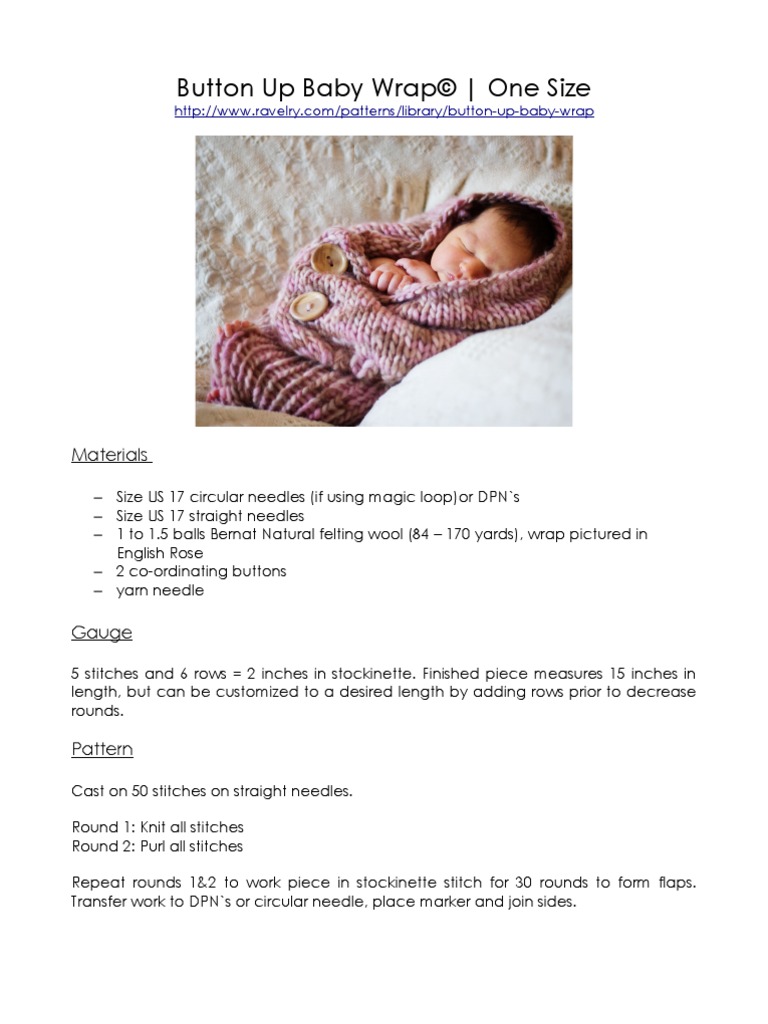 Button Up Baby Wrap | PDF
