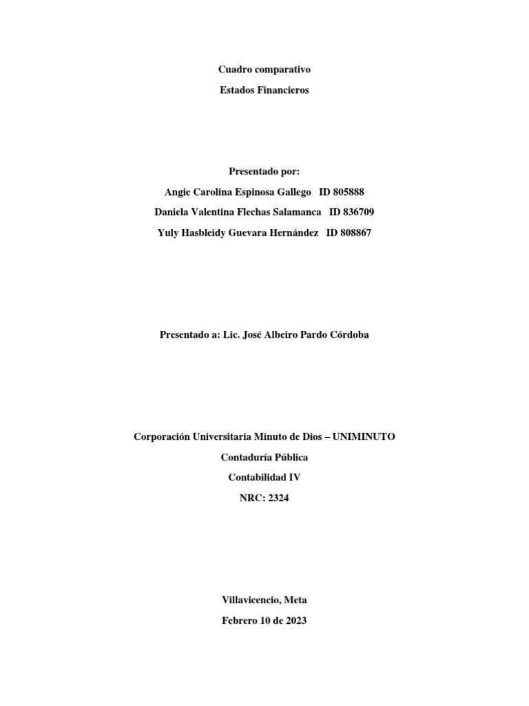 Cuadro Comparativo - Estados Financieros | PDF | Estado financiero ... Cuadro Comparativo - Estados Financieros | PDF | Estado financiero ...