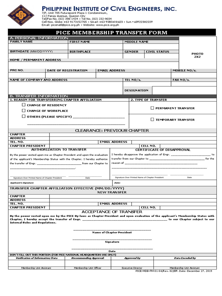 Transferring Membership: A Guide to Navigating the PICE Membership ...