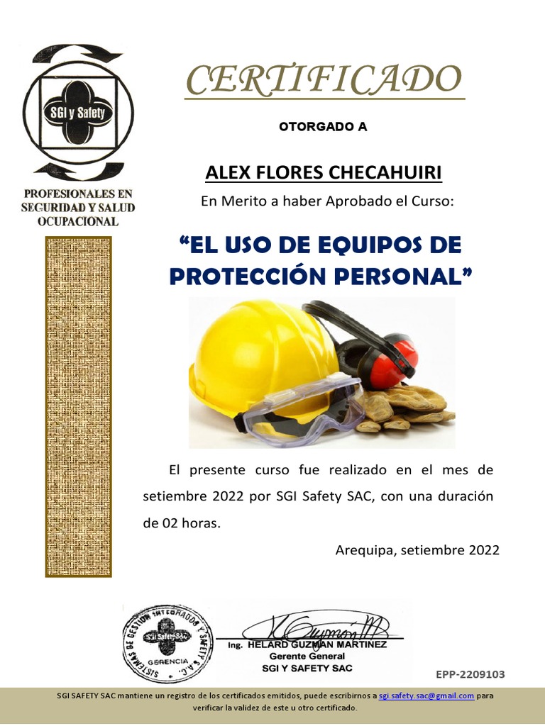 Certificado - Epp-8 | PDF