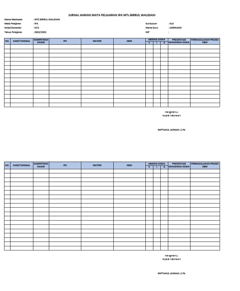 Jurnal Kelas 9 IPA | PDF