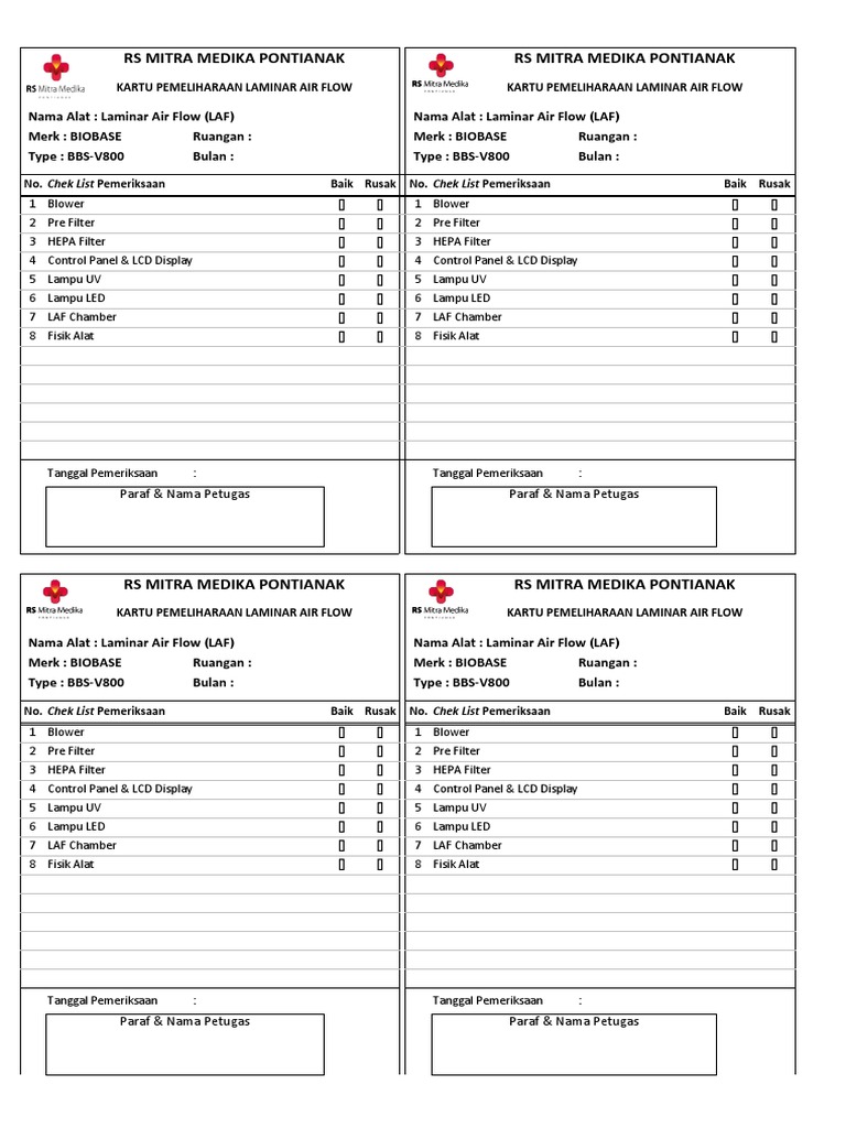 Checklist Pengecekan Alat LAC | PDF