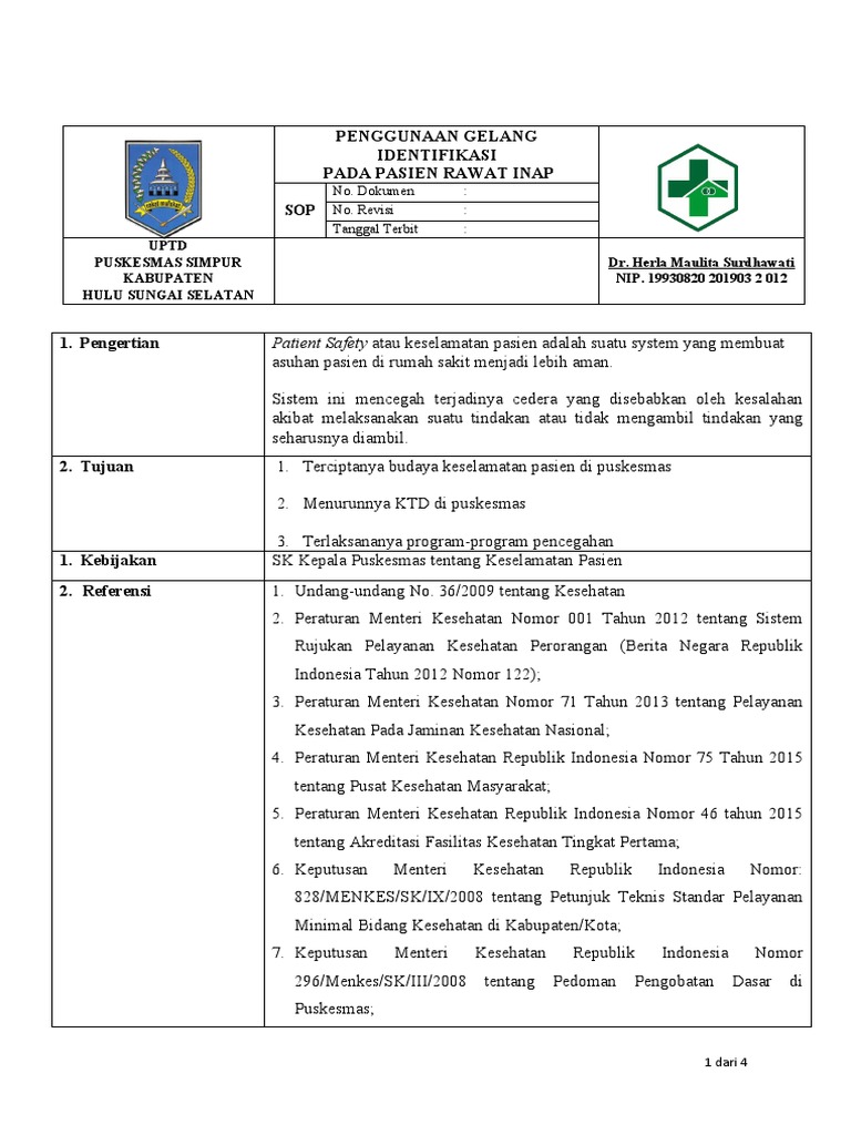 Sop Patient Safety | PDF