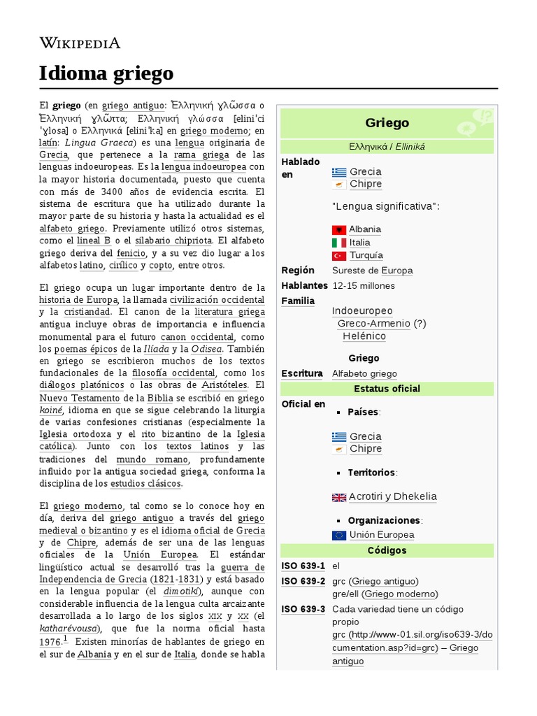 Idioma Griego | PDF | Lengua griega | Griego griego
