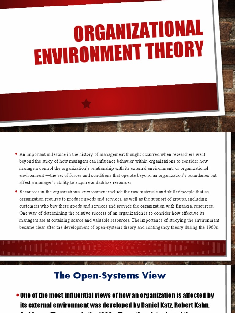 Organizational Environment Theory Explained | PDF | System | Psychology