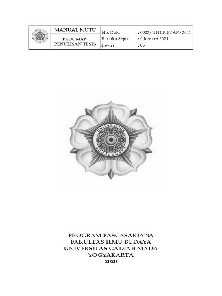 Pedoman Penulisan Tesis Ugm Pdf