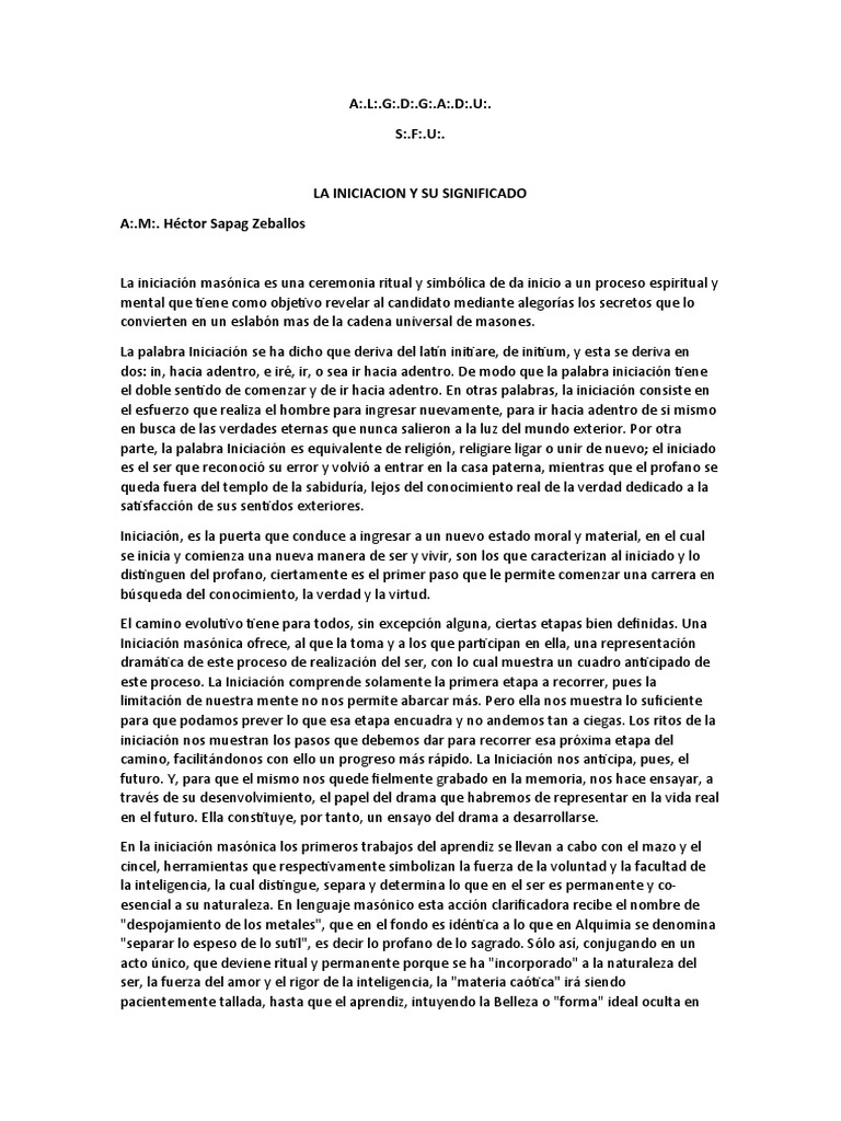 La Iniciacion y Su Significado | PDF | Masonería | Verdad