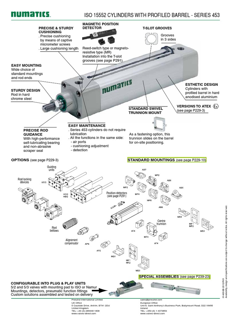 ASCO Series 453 Cylinders With Profiled Barrel | PDF | Piston | Bearing ...