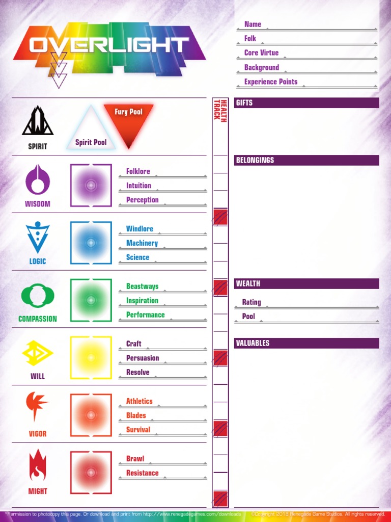 Overlight CharacterSheets Blank | PDF | Value (Ethics) | Ethical Principles