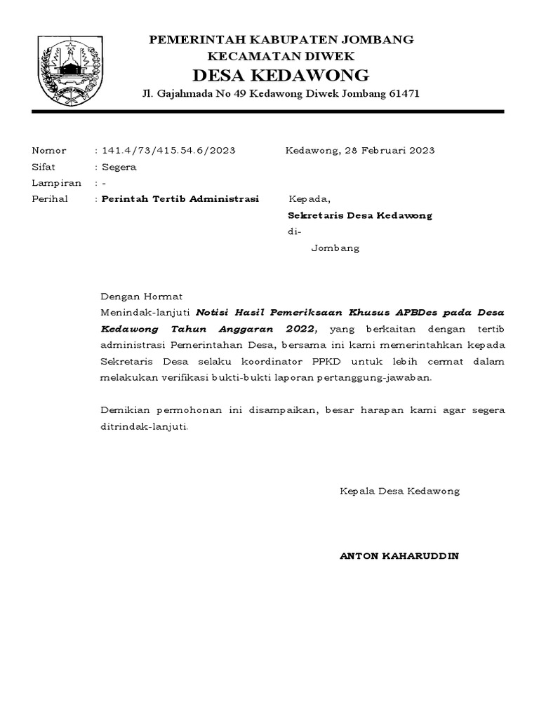 Surat Ke DPMD 2023 | PDF