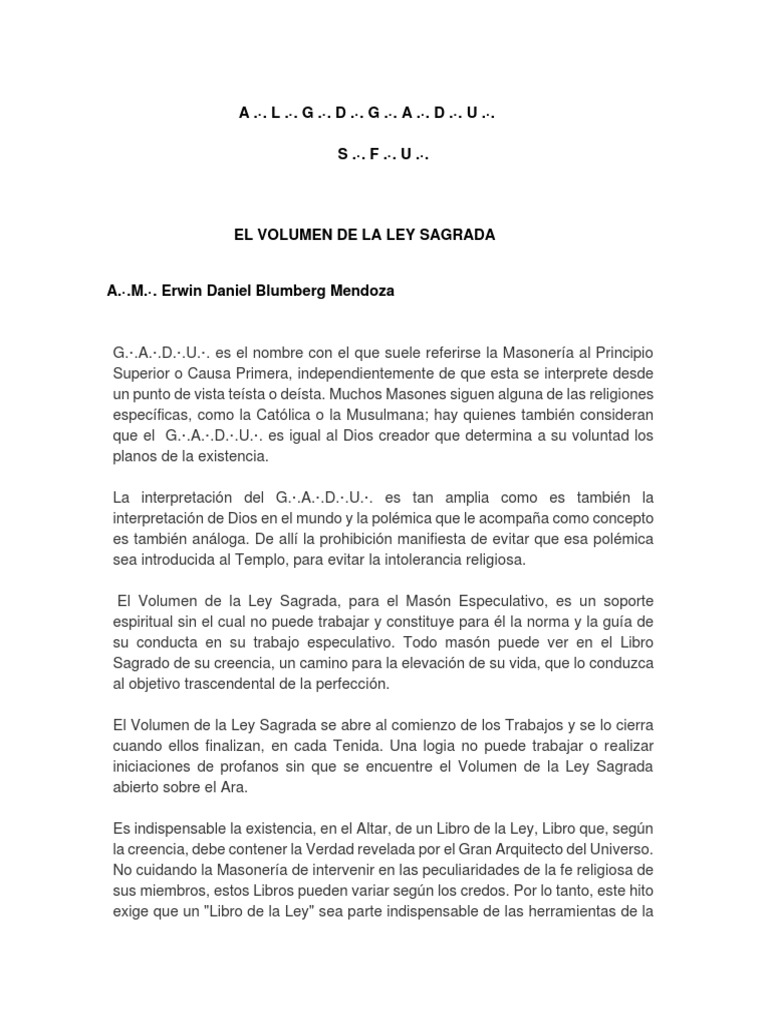 El Volumen de La Ley Sagrada | PDF | Masonería | Dios