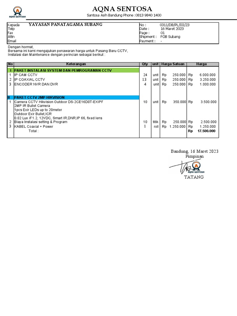 Penawaran CCTV | PDF