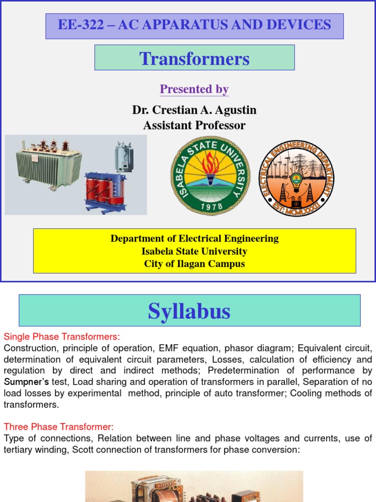 EE 322 Transformers | PDF | Transformer | Inductor