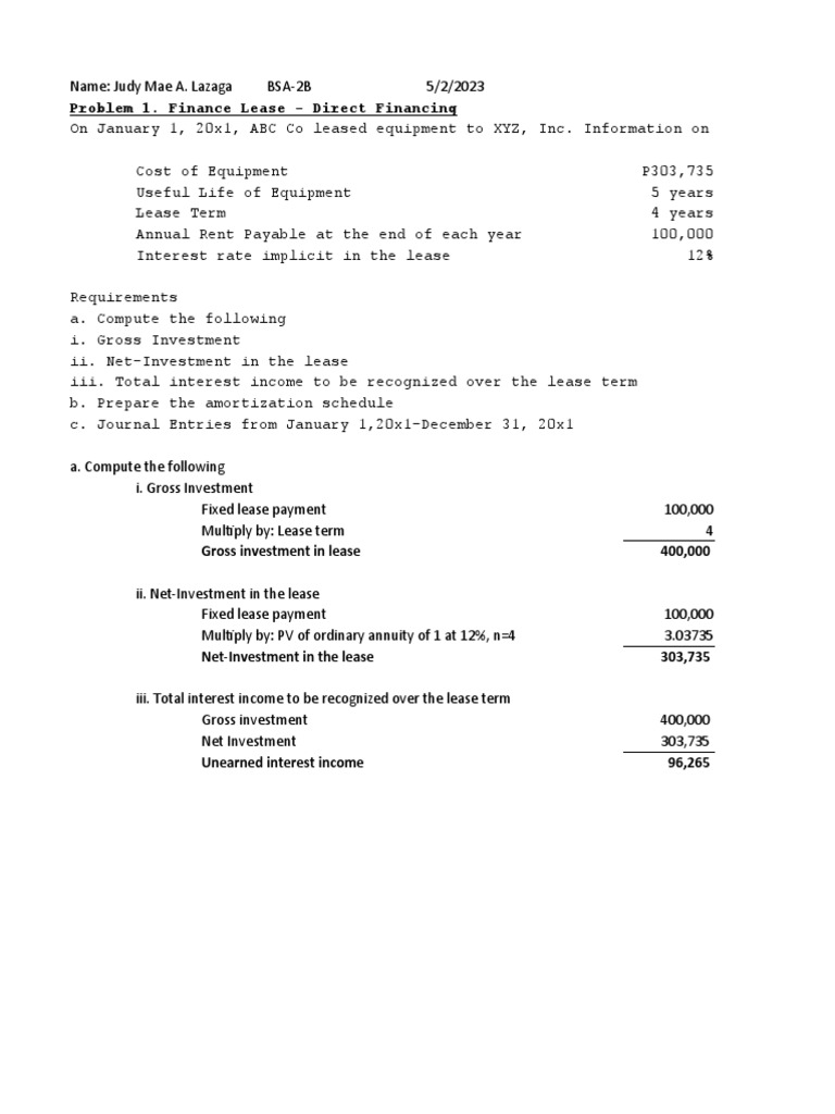 Lease Accounting by The Lessor | PDF | Renting | Lease