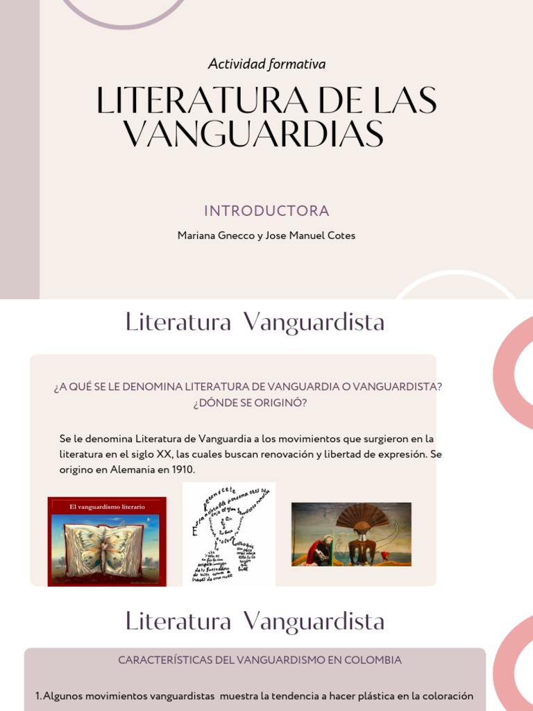 Literatura de Las Vanguardias: Actividad Formativa | PDF | Vanguardia ...