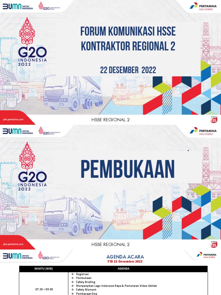 Forum Komunikasi Hsse Kontraktor Regional 2: 22 DESEMBER 2022 | PDF