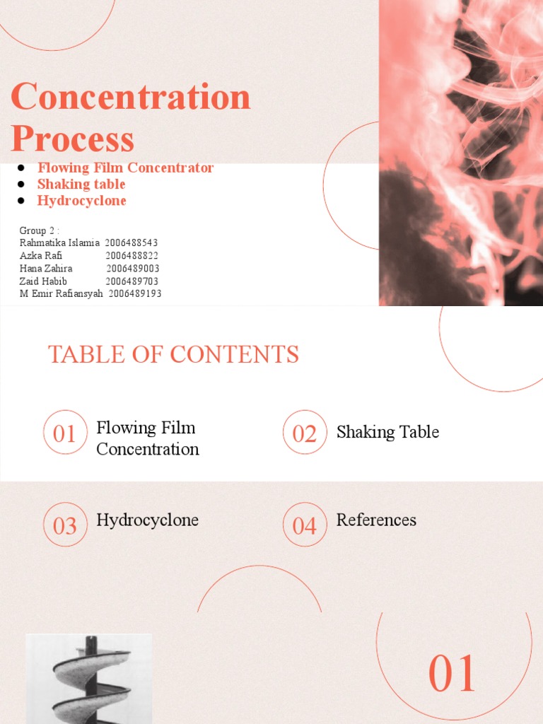 Concentration Process: Flowing Film Concentrator Shaking Table ...
