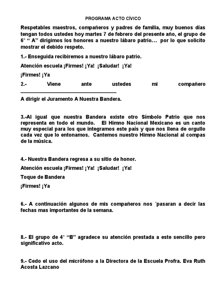 Programa Acto Cívico | PDF