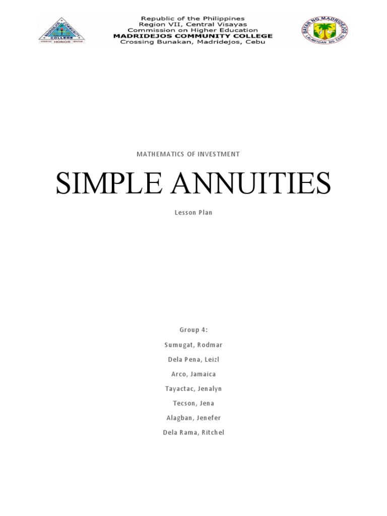 Simple Annuities: Mathematics of Investment | PDF | Present Value | Interest