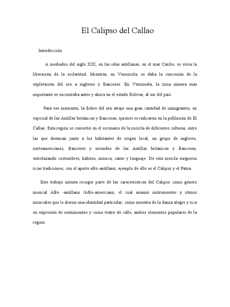 El Calipso Del Callao | PDF | Carnaval | Venezuela