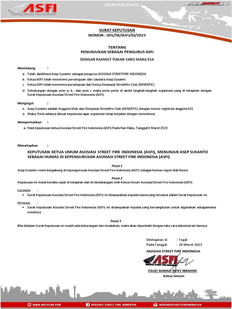 SK ASFI Asep Susanto | PDF