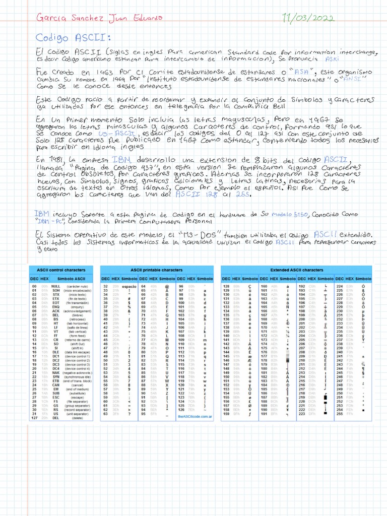 CODIGO ASCII Y CODIGO GRAY - Garcia Sanchez Juan Eduardo | PDF